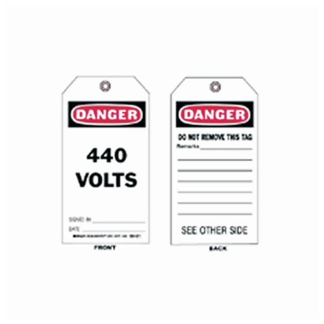 Brady Accident Prevention Tags - Danger Front legend: 440 VOLTS ...