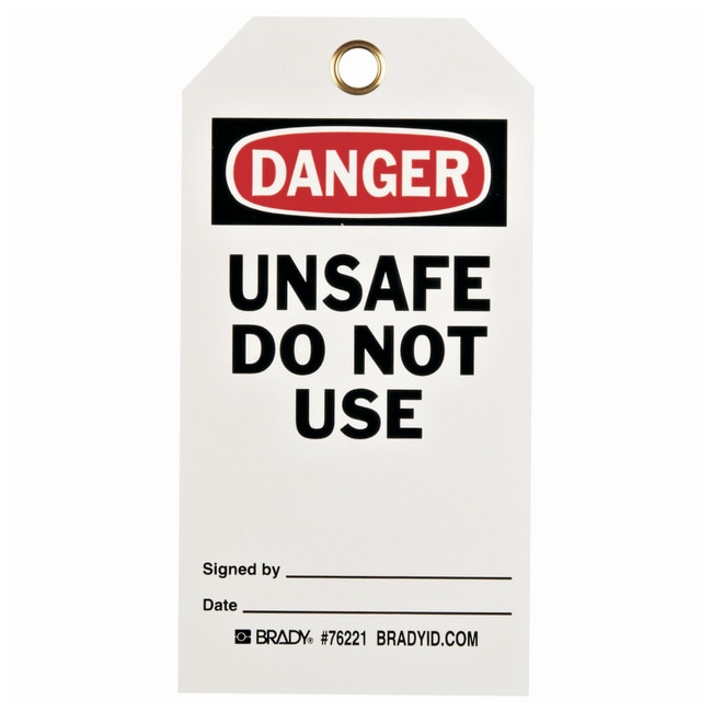 Brady Accident Prevention Tags - Danger Front legend: UNSAFE DO NOT USE ...