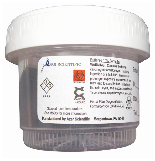 Azer Scientific Formalock Pre-Filled Formalin Wide Containers 72/Cs ...