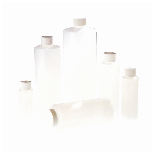 Fisherbrand Natural HDPE Cylinder Bottles with White Polypropylene PE ...