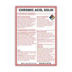 Brady™ Fiberglass Hazard Sign: CHROMIC ACID, SOLID CHROMIUM ANHYDRIDE ...
