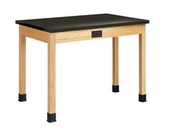 Diversified Spaces Oak Table with Plain Apron and ChemGuard Top ...