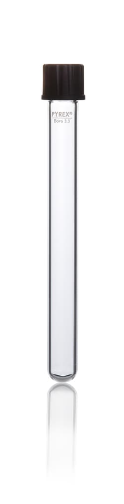 Pyrex Borosilicate Glass Round Bottom Culture Tube with Screw Cap 28 mL ...