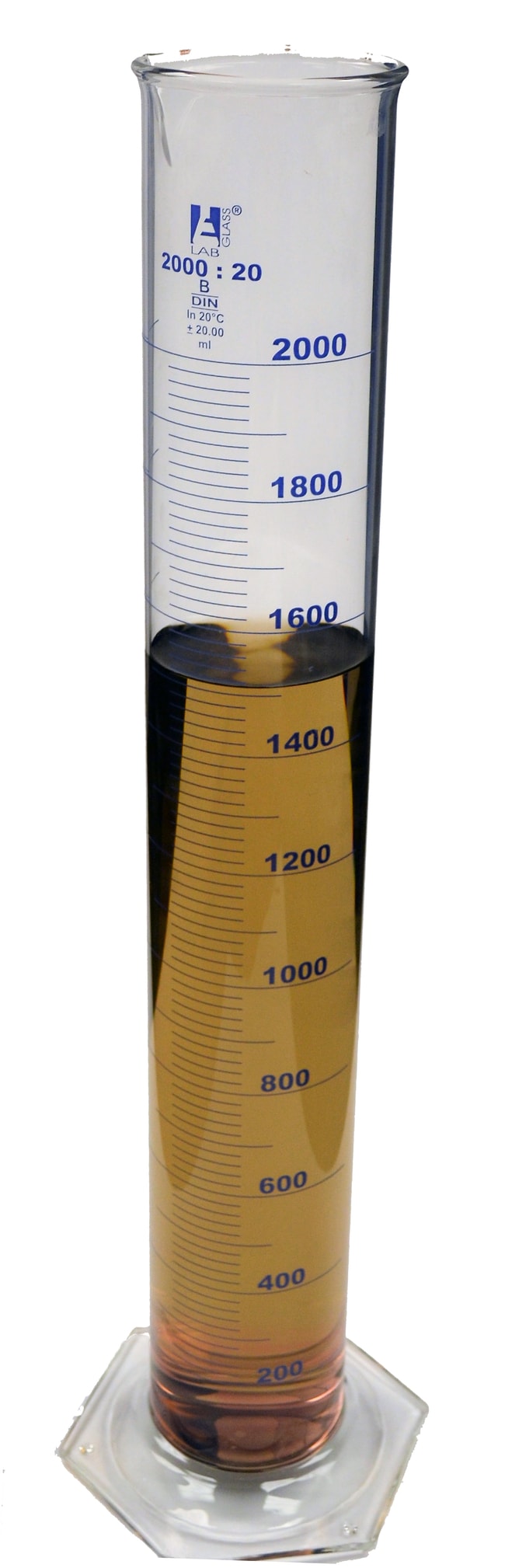 Eisco Class B Hexagonal Base Glass Graduated Cylinders Capacity: 2000 ...
