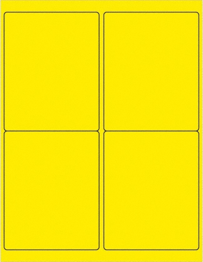 MSC Tape Logic LL181YE Pack of (400), 4" x 5" Fluorescent Yellow Paper ...