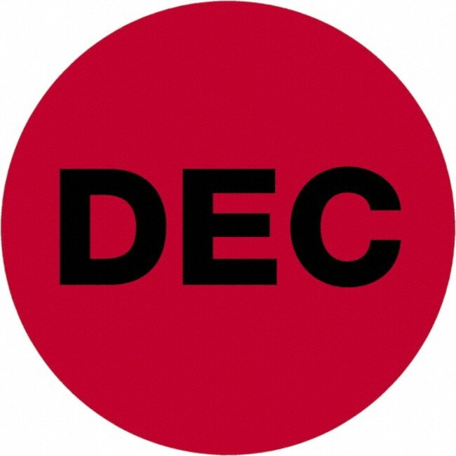 MSC DEC 2 FLUOR RED 500RL TAPE LOGIC MONTH LABEL, Quantity: Each of 1 ...