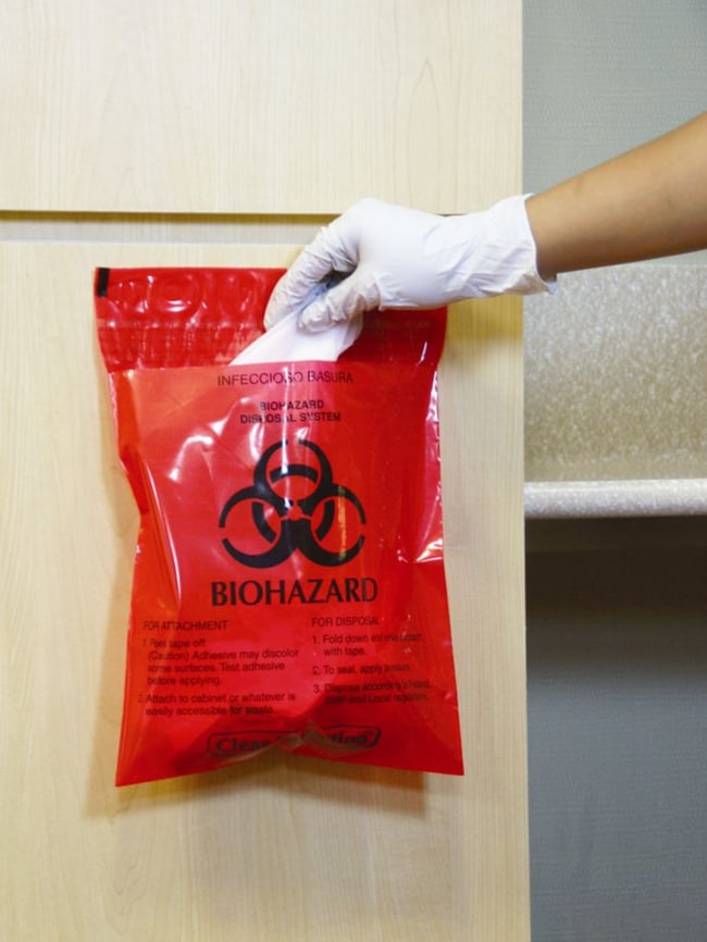 Andwin Scientific Biohazard Bags, Stick-On, 0.65 gal, 100/pk, Quantity ...