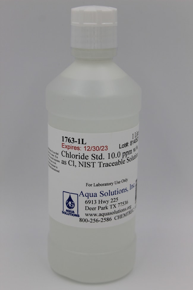 Aqua Solutions Chloride Std. 10.0 ppm w/w as Cl, NIST Traceable ...