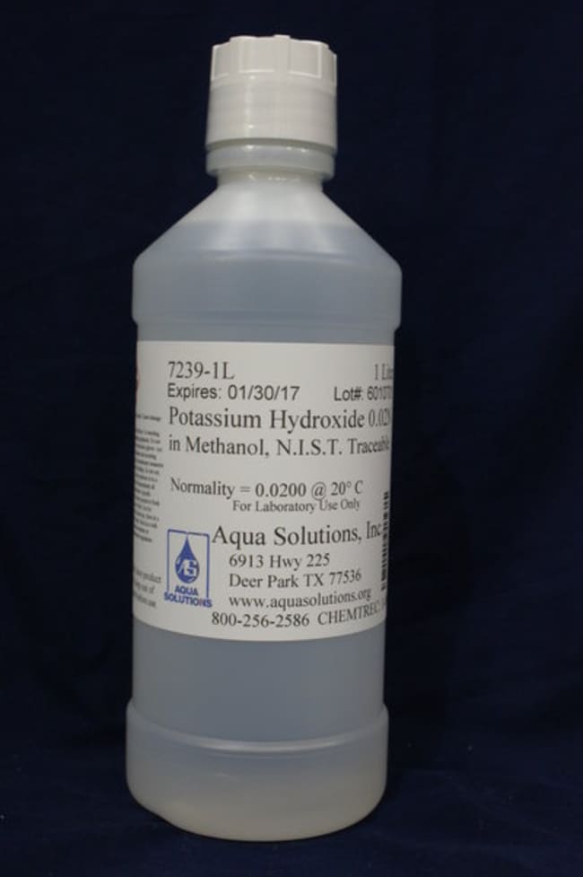 Aqua Solutions POT HYDROX 0.02N IN METH 1L, Quantity: Each of 1 ...