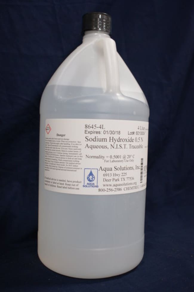 Aqua Solutions Sodium Hydroxide 0.5 N NIST Traceable Solution (4L ...