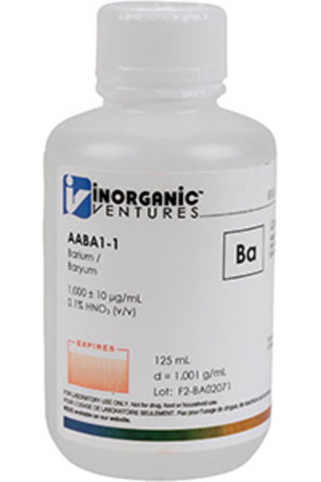 Inorganic Ventures 1000µg/mL BARIUM 125mL, Quantity: Each of 1 | Fisher ...