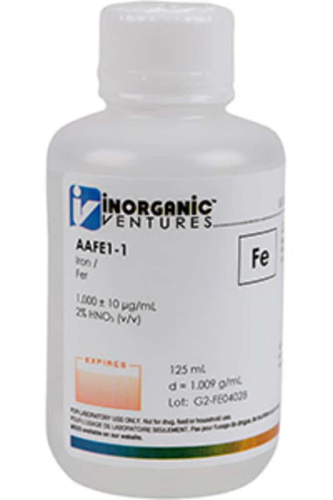 Inorganic Ventures 1000ug/mL Iron, 125mL AA 1000UG/ML IRON 125ML ...