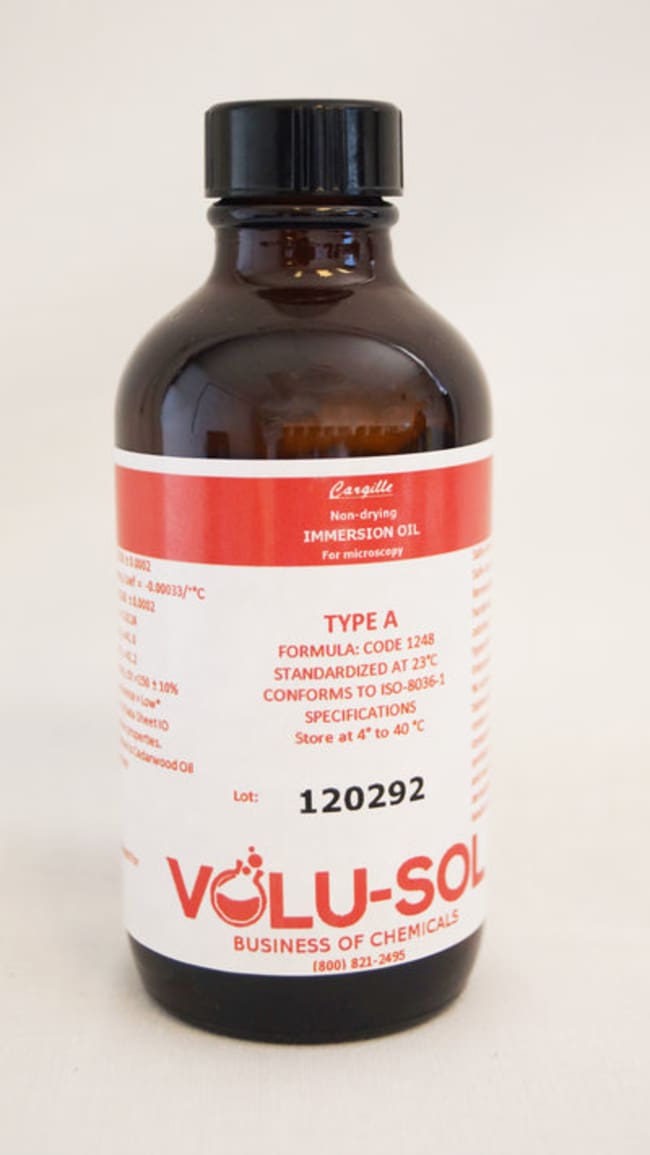 Volu Sol Immersion Oil, Type A (Low Viscosity), 4 oz / 120 mL, Volu-Sol ...