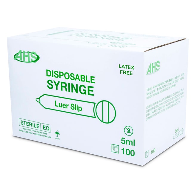 Med Vet International AHS Syringes, 5mL Luer Slip, 100/Box, AH05S ...