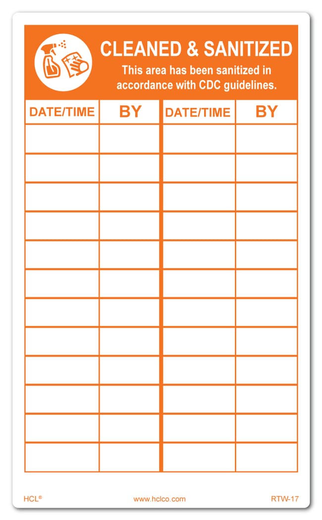 HCL Labels Equipment Sanitation Label - 5" x 3" Vinyl Label | Fisher ...