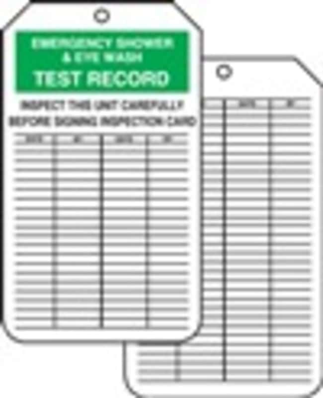 HCL Labels Emergency Shower And Eye Wash Test Record Tag - 5 7/8" x 3 1 ...