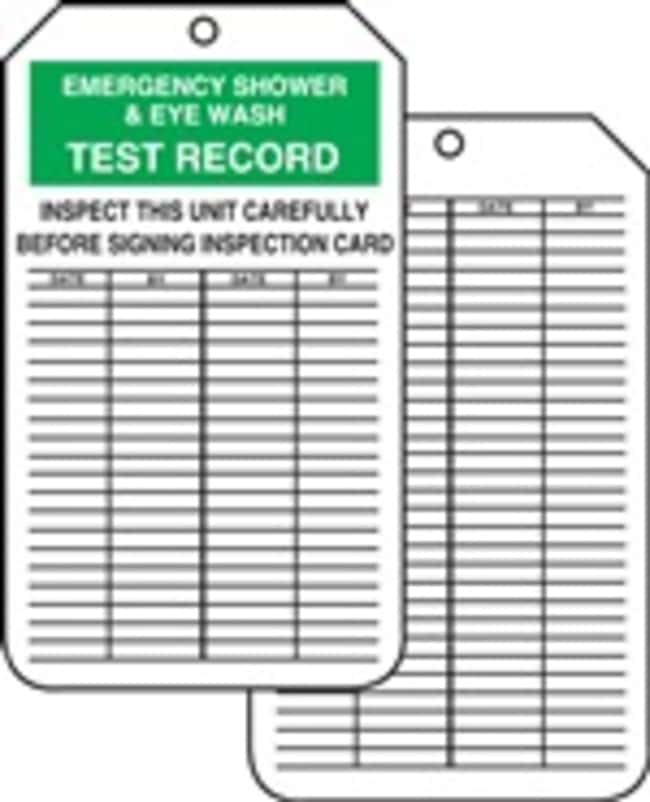 HCL Labels Emergency Shower And Eye Wash Test Record Tag - 5 7/8" x 3 1 ...