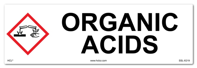HCL Labels Organic Acids - Cabinet or Secondary Containment Sign - 3.5 ...