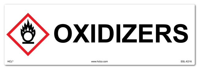 HCL Labels Oxidizers - Cabinet or Secondary Containment Sign - 3.5" x ...