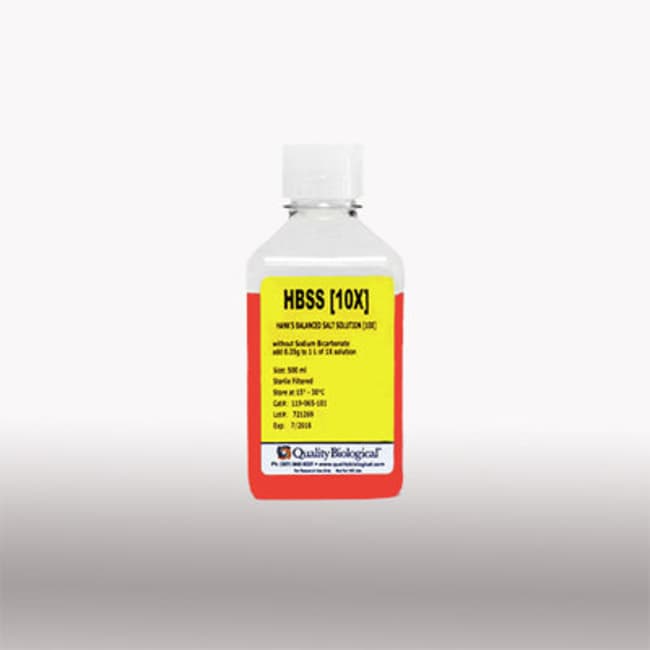 Quality Biological Inc HBSS 10X without Sodium Bicarbonate, 500 mL, Quantity: | Fisher Scientific
