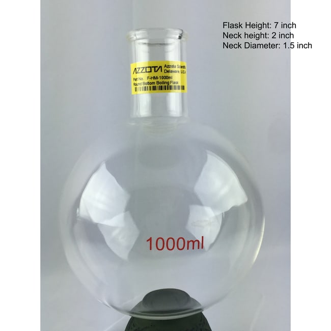 Azzota Corp Round Bottom Boiling Flask For Heating Mantle, 1000Ml ...