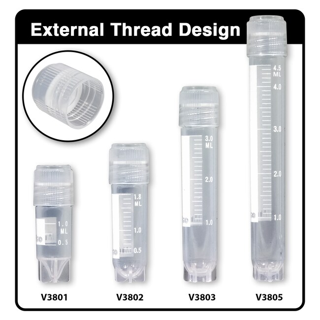 MTC Bio Cryogenic Vials, externally threaded caps with silicone O-ring ...