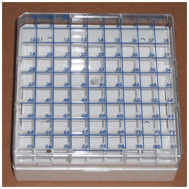 Thermo Scientific Storage Boxes 2 in. polycarbonate; 81 cells; Holds 1. ...