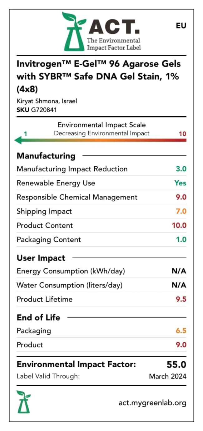 Invitrogen E-Gel 96 Agarose Gels with SYBR Safe DNA Gel Stain, 1% ...